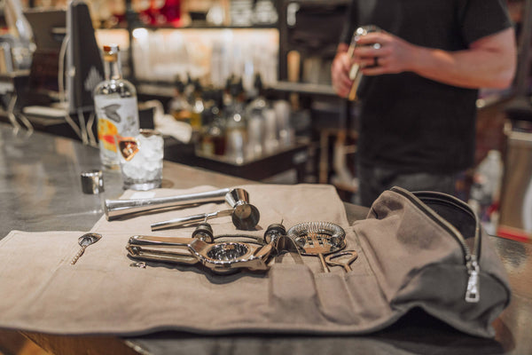 Barkeep Bar Tool Roll Up Kit: Gray with Black Accents – Wildland Organics